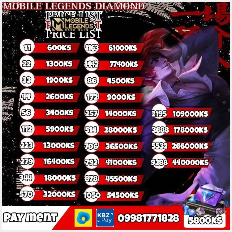 ဂိမ်း - mobile legends diamonds and weeklypass Price in Myanmar ...